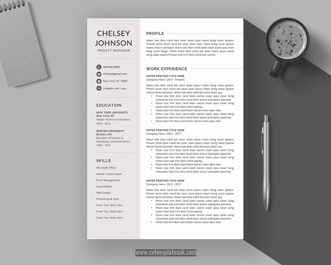 Microsoft Word CV Templates, with Cover Letter and References Templates ...
