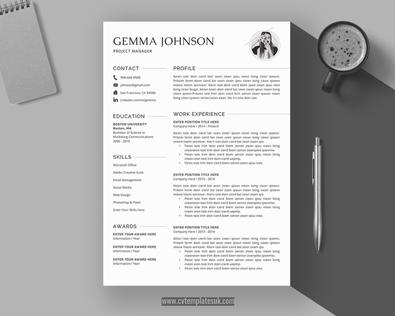 Professional Resume / CV Templates, Curriculum Vitae, Cover Letter and ...