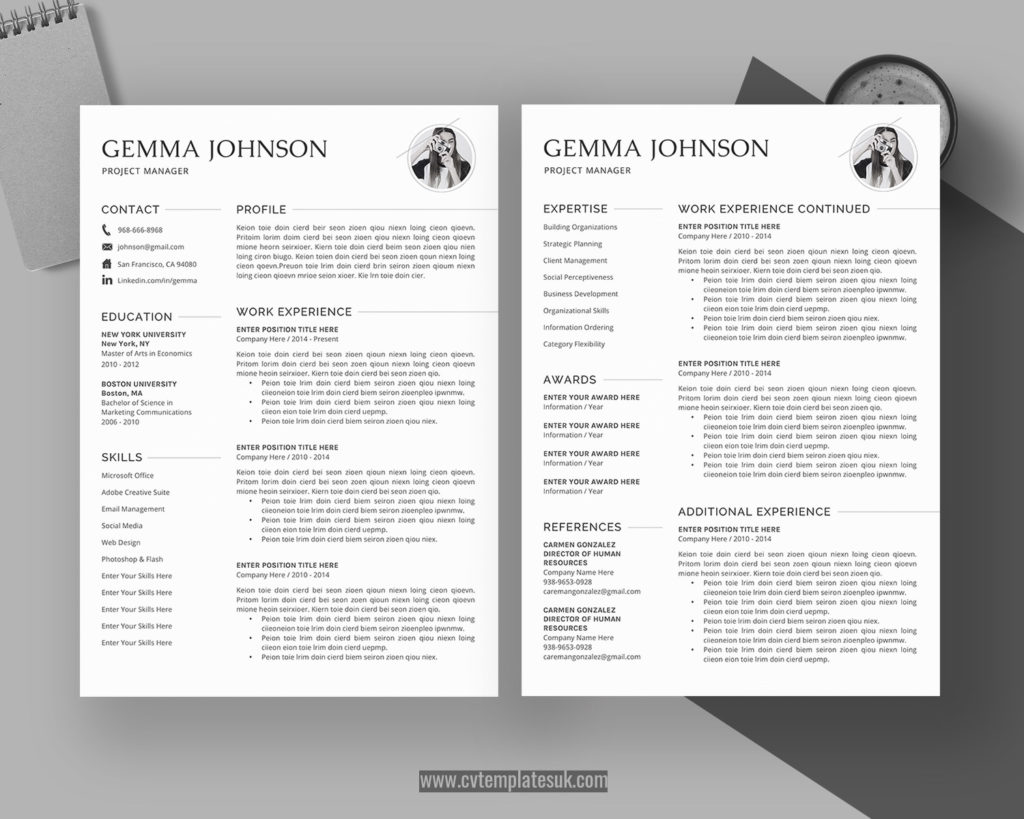 Simple CV Template, Microsoft Word CV Format, Minimalist Resume ...