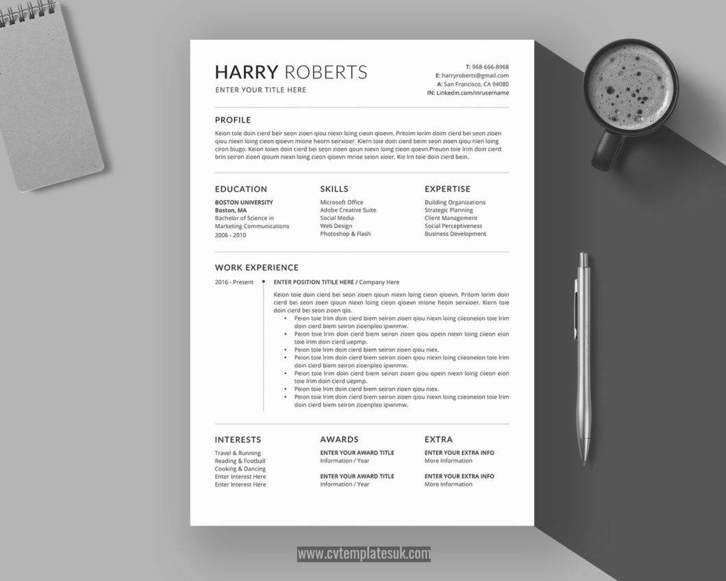 CV Templates without Photo – CVTemplatesUK.com