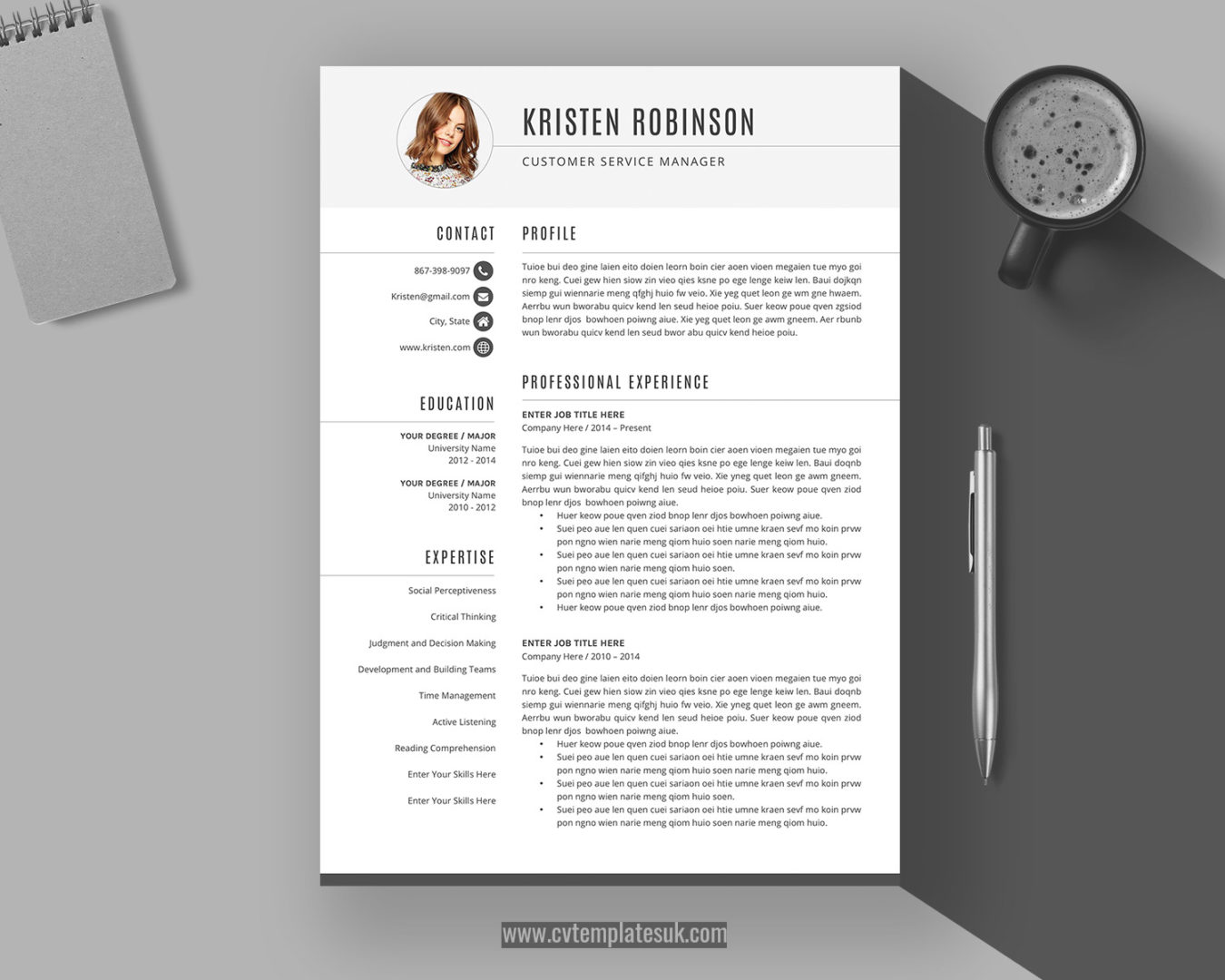 Modern CV Template, Resume Template for MS Word, Professional CV Format ...