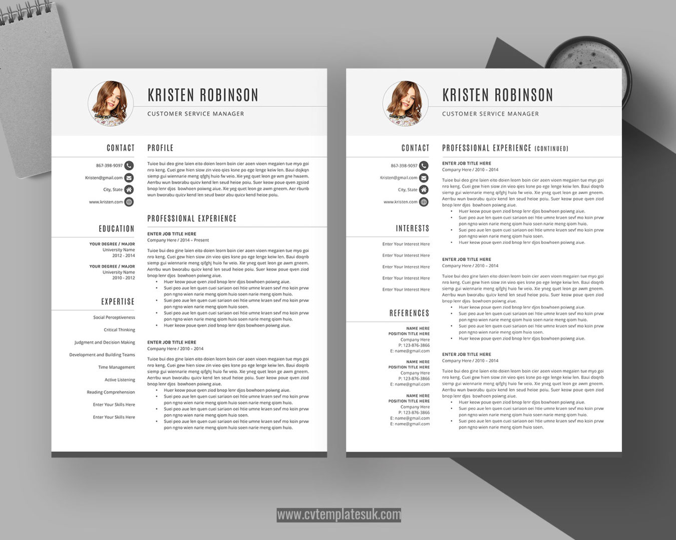 Unique and Modern CV Templates for Microsoft Word, with Cover Letter ...