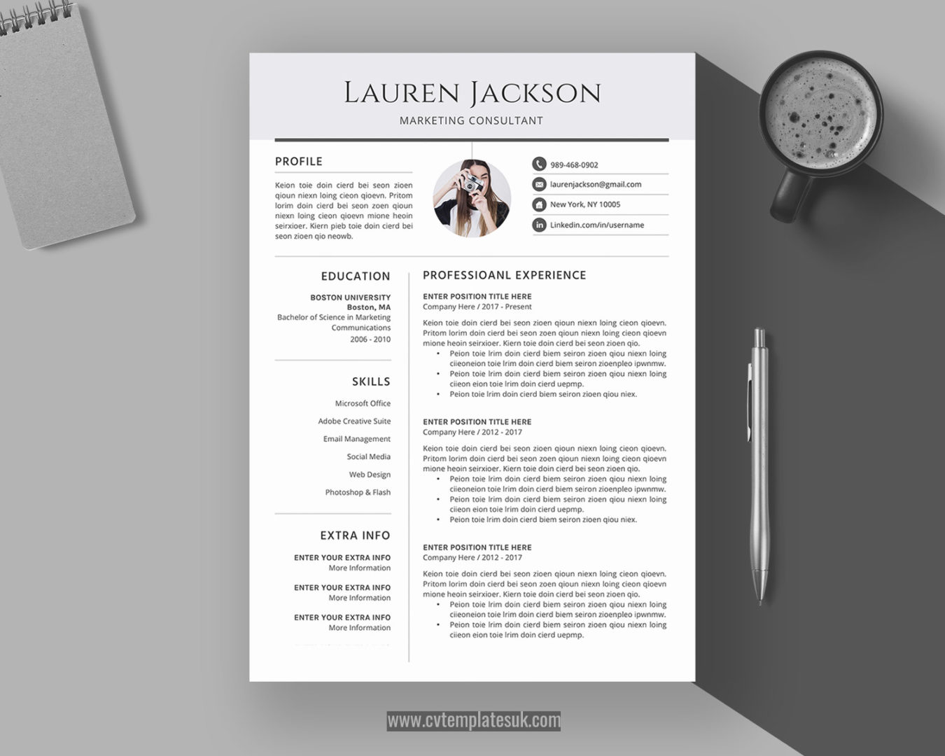 Professional Resume / CV Templates, Curriculum Vitae, Cover Letter and ...