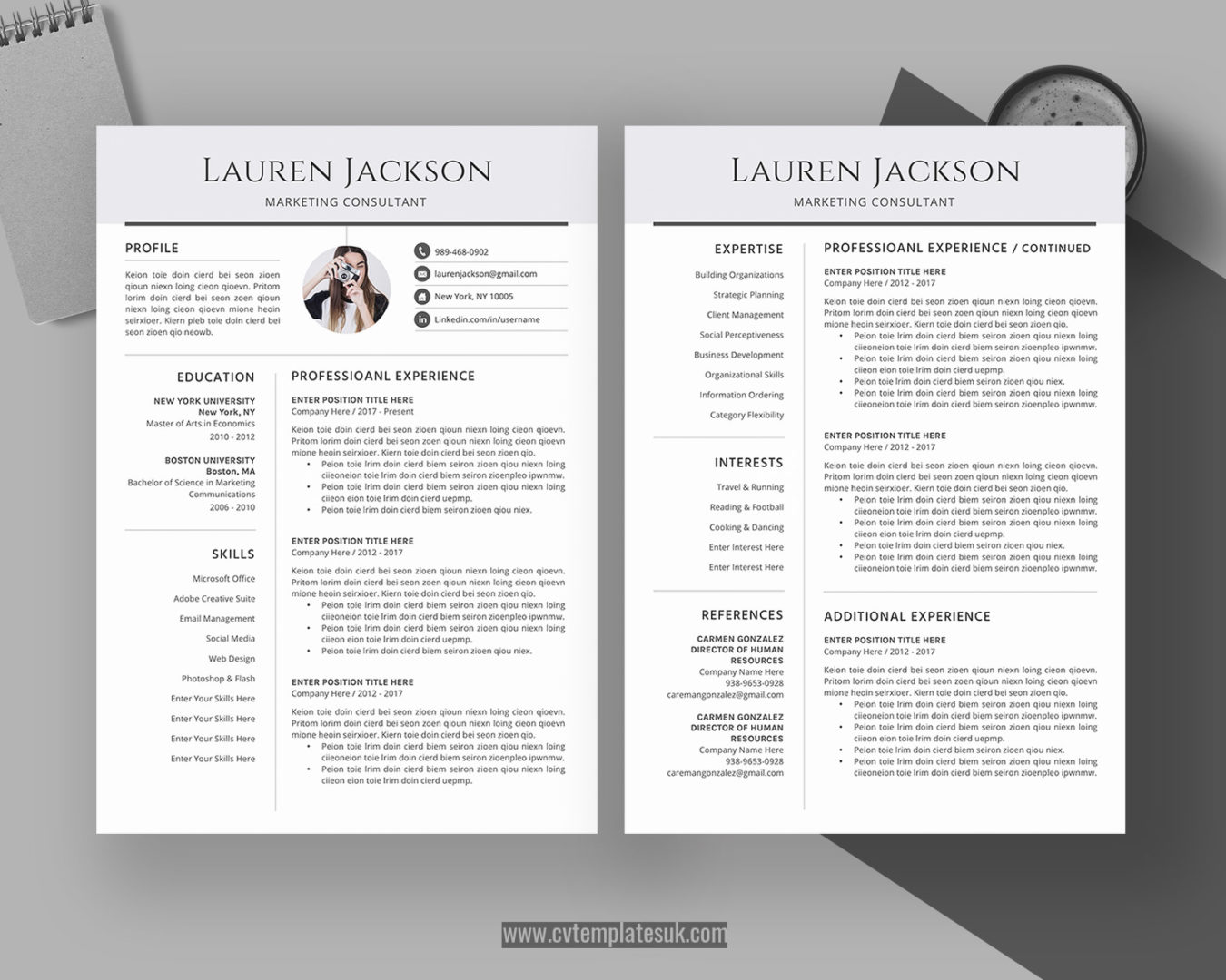 Professional Resume / CV Templates, Curriculum Vitae, Cover Letter and ...