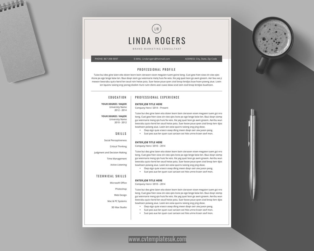 Editable CV Template UK, Resume Template UK, MS Word CV Format, Modern ...