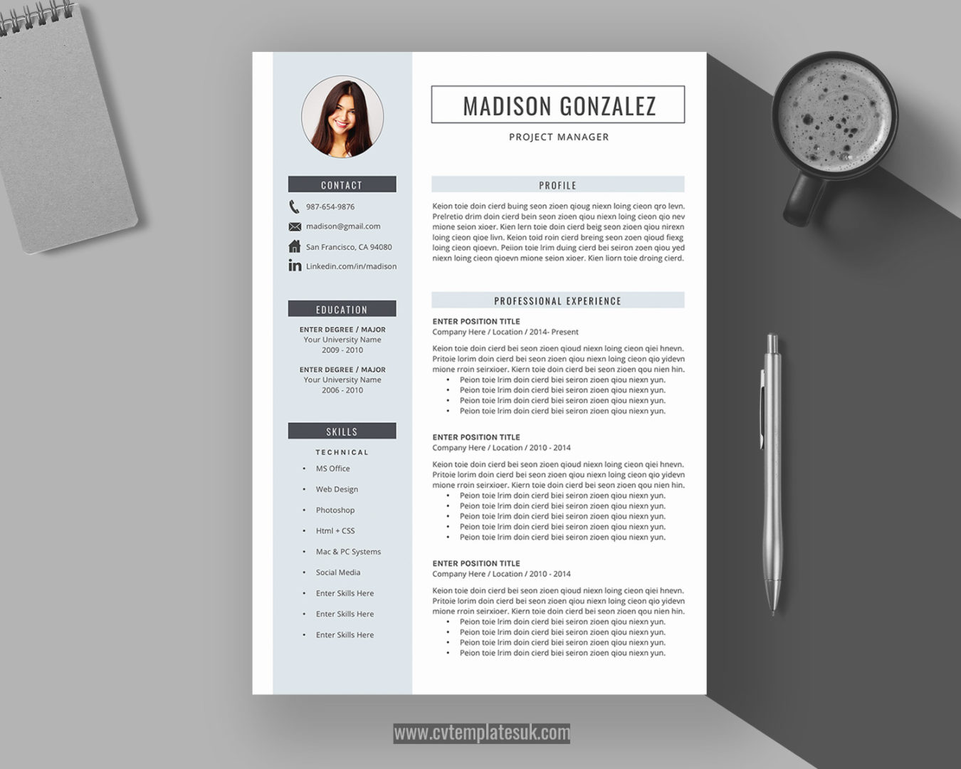 Modern Resume / CV Templates for MS Word, with Cover Letter and ...