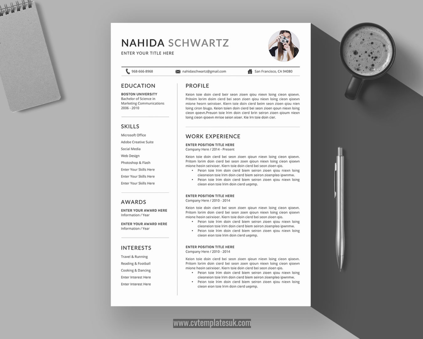 Editable CV Template UK Resume Template UK MS Word CV Format Modern