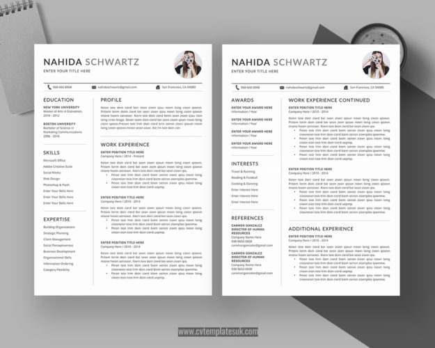 Editable CV Template UK, Resume Template UK, MS Word CV Format, Modern ...
