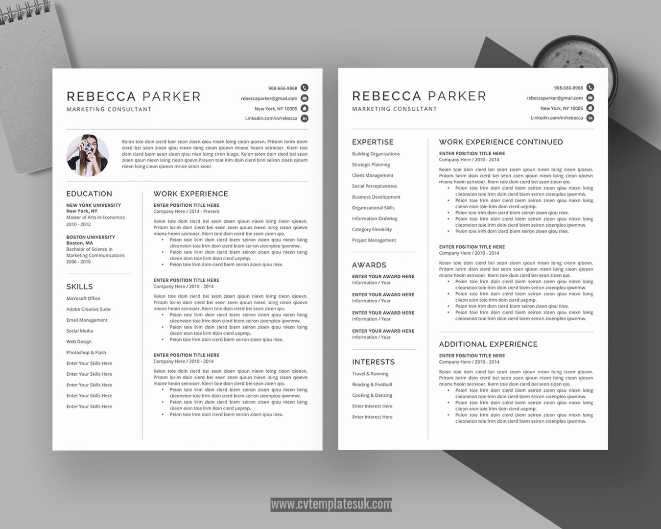 Modern Resume / CV Templates for MS Word, with Cover Letter and ...