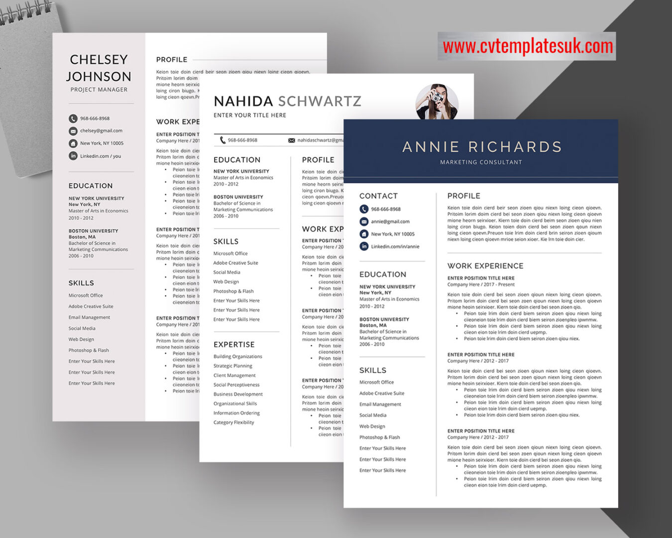 Microsoft Word CV Templates, with Cover Letter and References Templates ...
