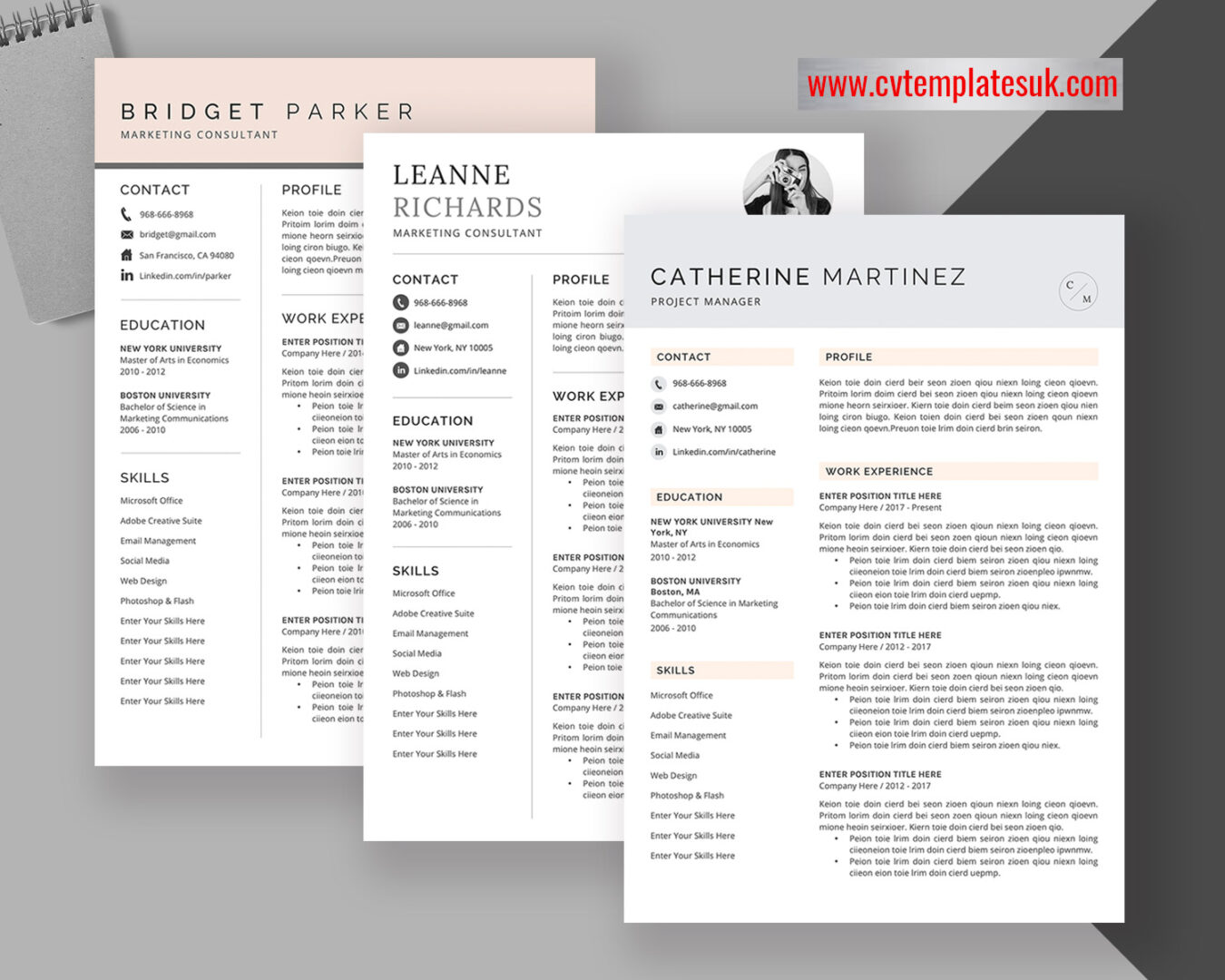 Professional Resume Templates for Microsoft Word, Modern CV Templates ...