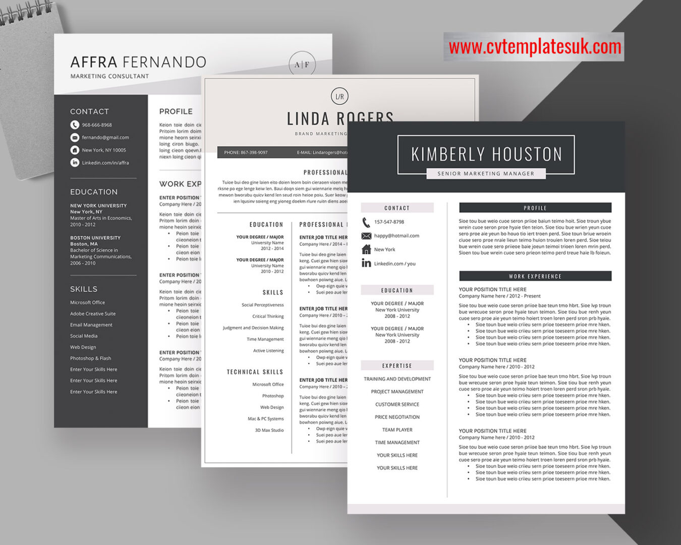 Editable Resume / CV Templates, Cover Letter and References Templates ...